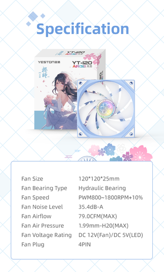 (11.21-12.05 ＄5 Off) Yeston SAKURA Computer Case Fan ARGB LED 120mm Co ...